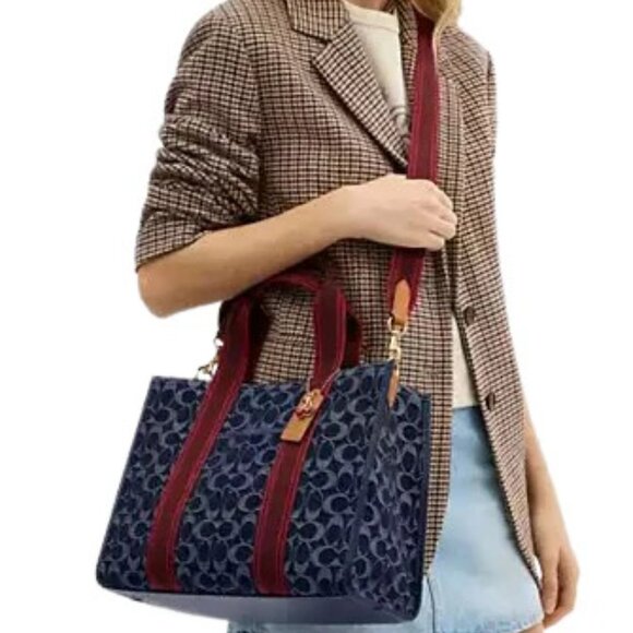 Coach | Bags | Coach Signature Denim Large Smith Tote Bag Cy698 | Poshmark